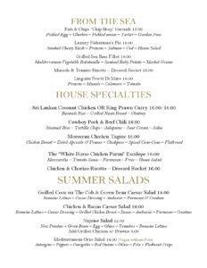 White Horse Main Menu - The White Horse