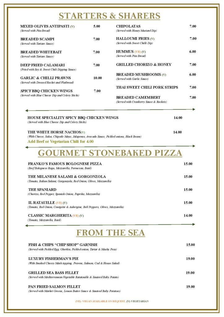 Winter Menu - The White Horse