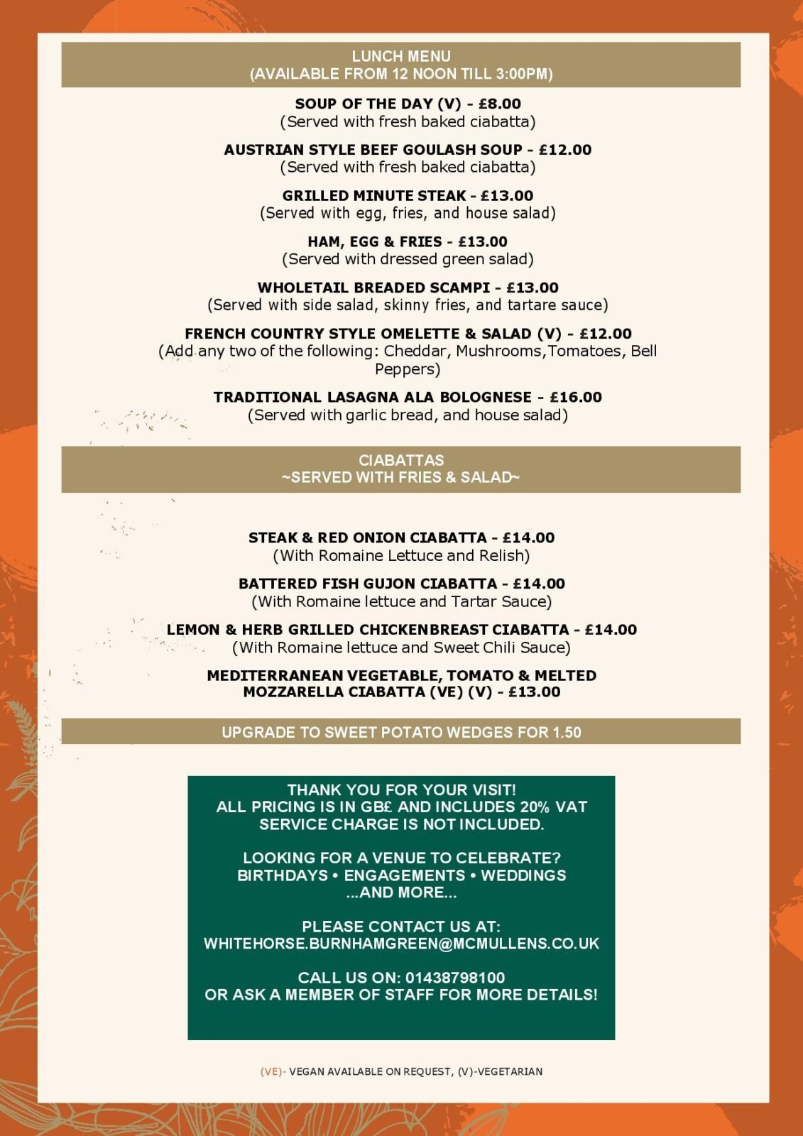 Summer Menu - The White Horse